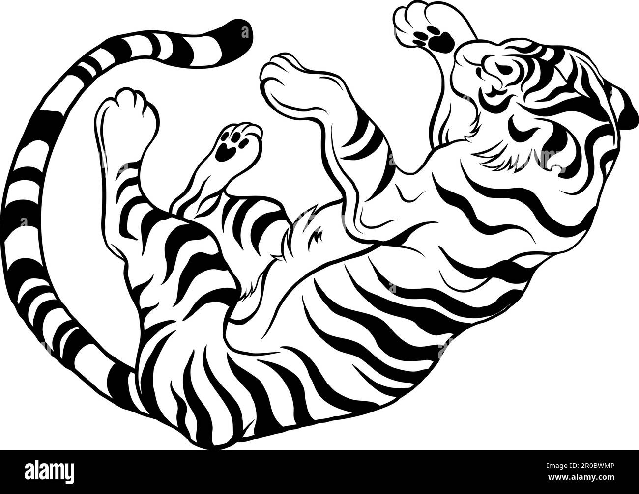 Black and white vector tiger. Tiger in motion Stock Vector Image & Art ...