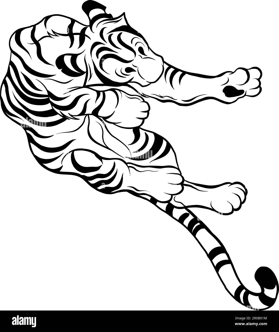 Black And White Vector Tiger Tiger In Motion Stock Vector Image And Art Alamy
