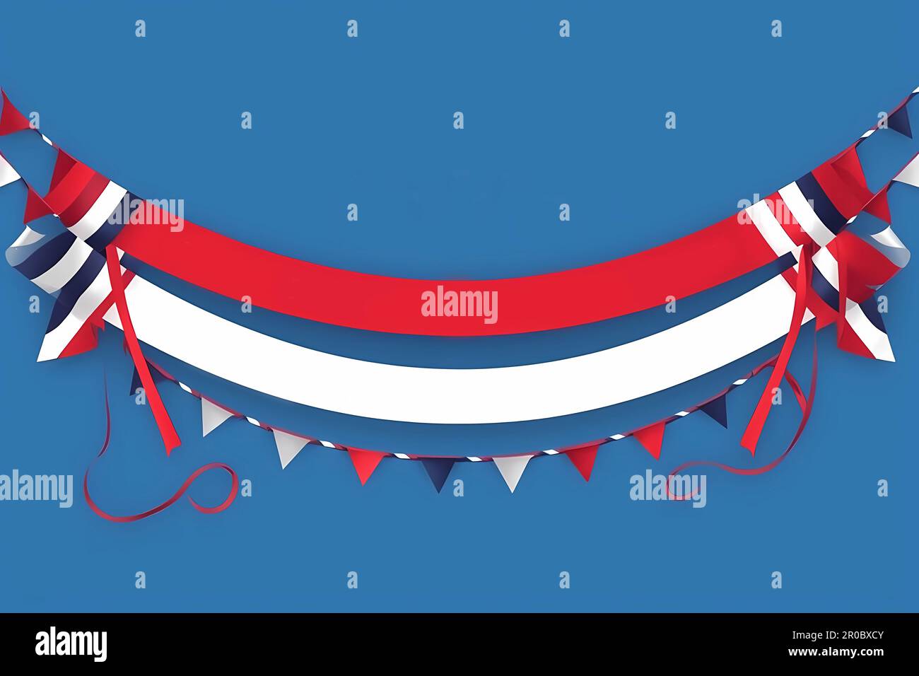 A red, white and blue bunting with the dutch flag on it Stock Photo - Alamy