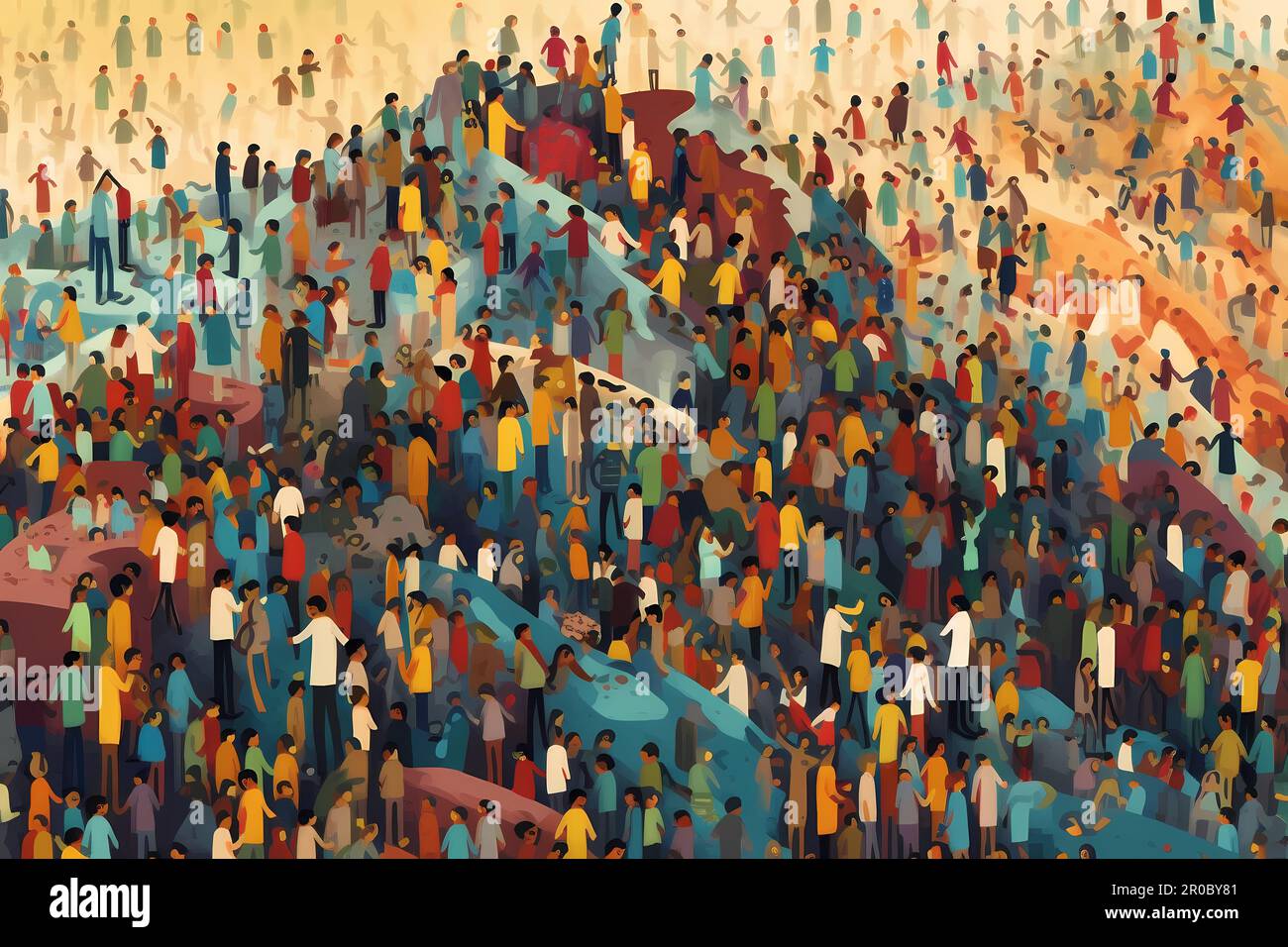 A colorful crowd of people are shown in a large group of people Stock ...