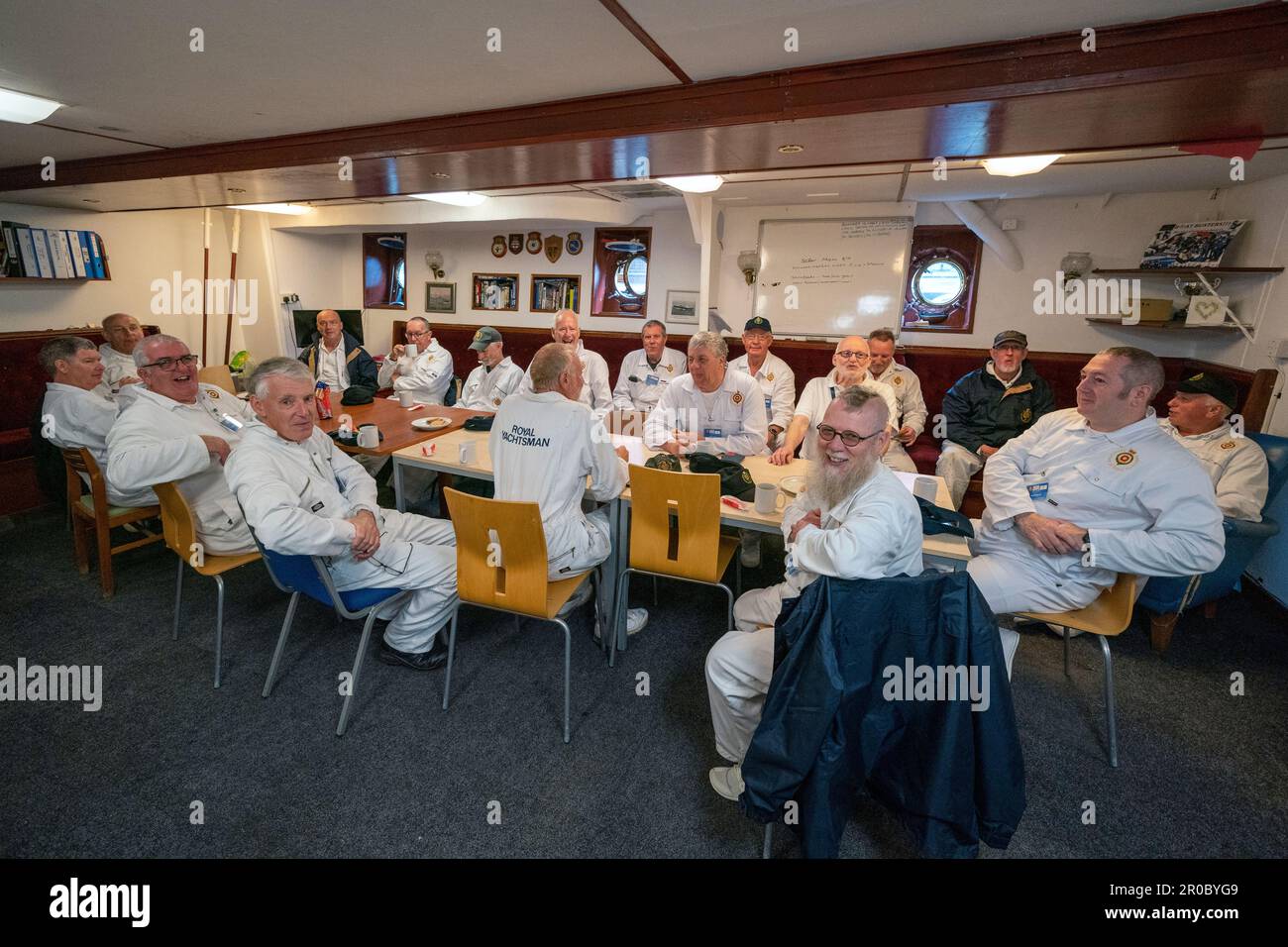 Royal Yachtsmen, known as 'Yotties', in the mess room onboard the Royal ...