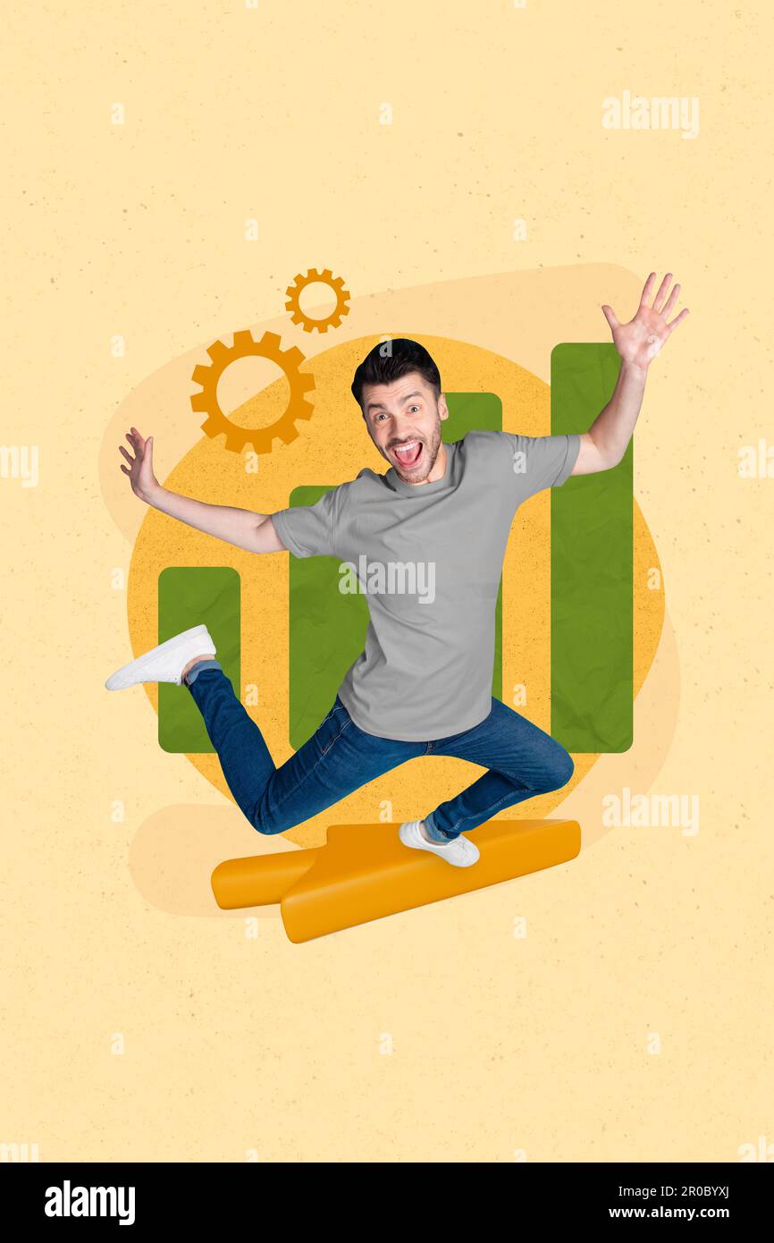 Full size photo collage of awesome business owner guy career growing ...