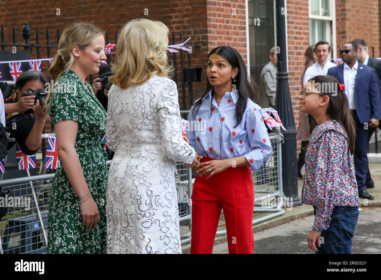 London, UK 7 May 2023. Akshata Murty (2nd from R), wife of the Prime ...