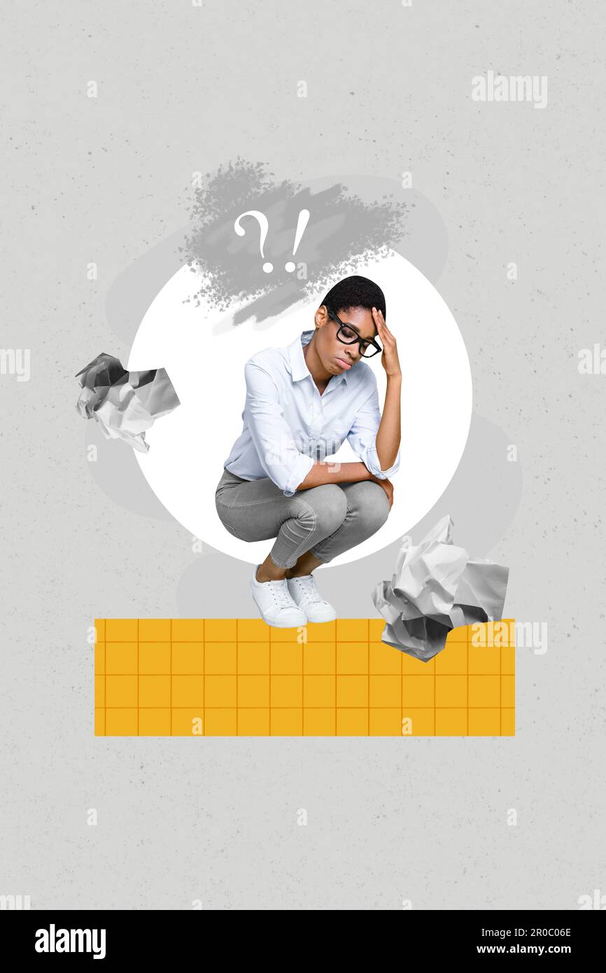 Sitting girl poster collage metaphor society pressure traumatic ...