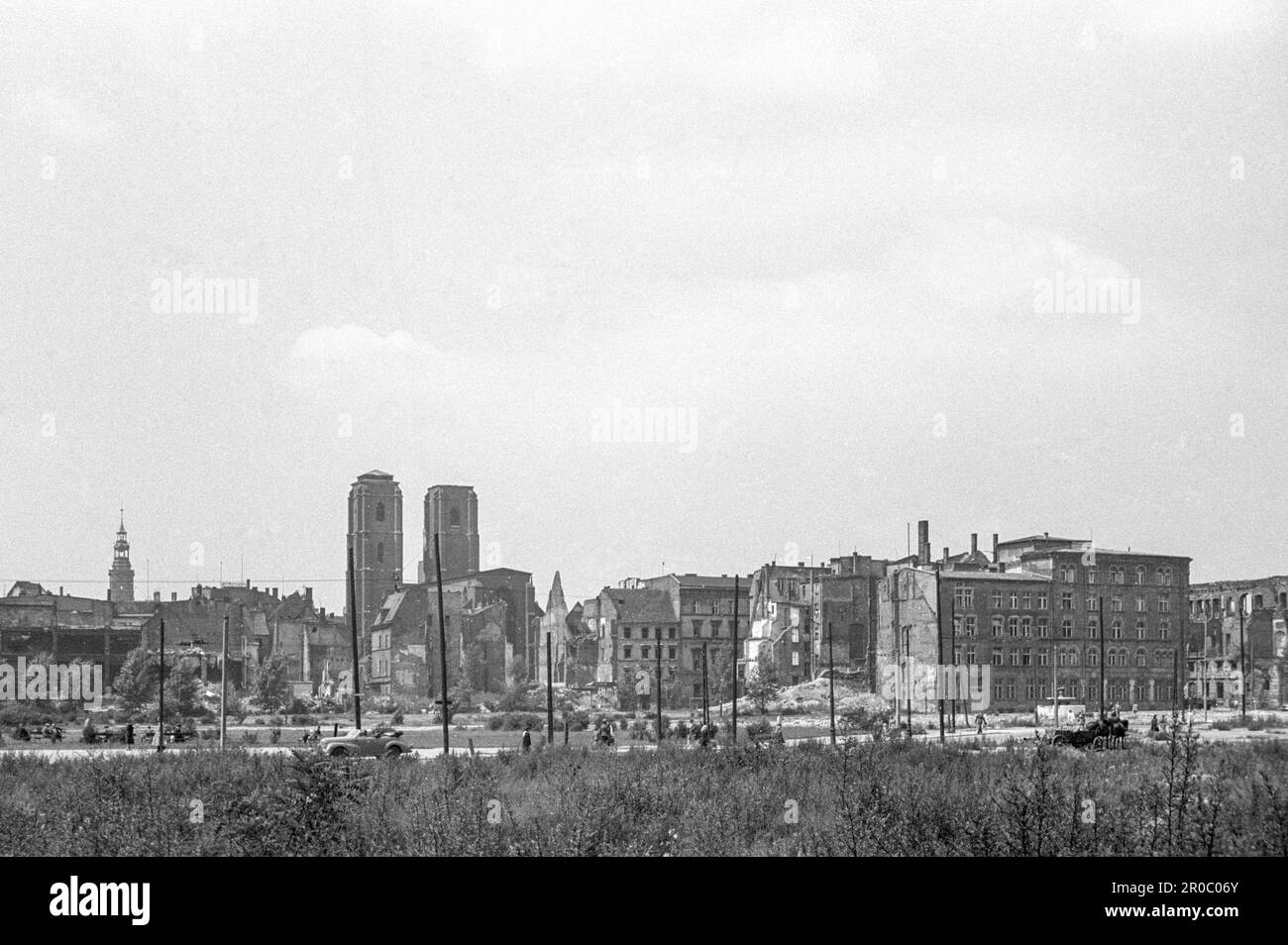 St Mary Magdalene Church. The damages of World War II can be seen on ...