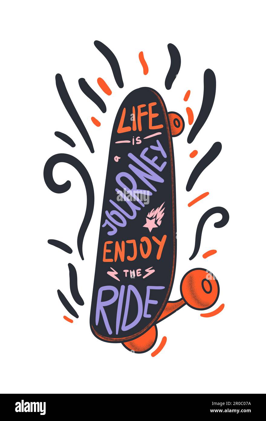 Inspirational vintage lettering inscribed in skateboard for print, t ...