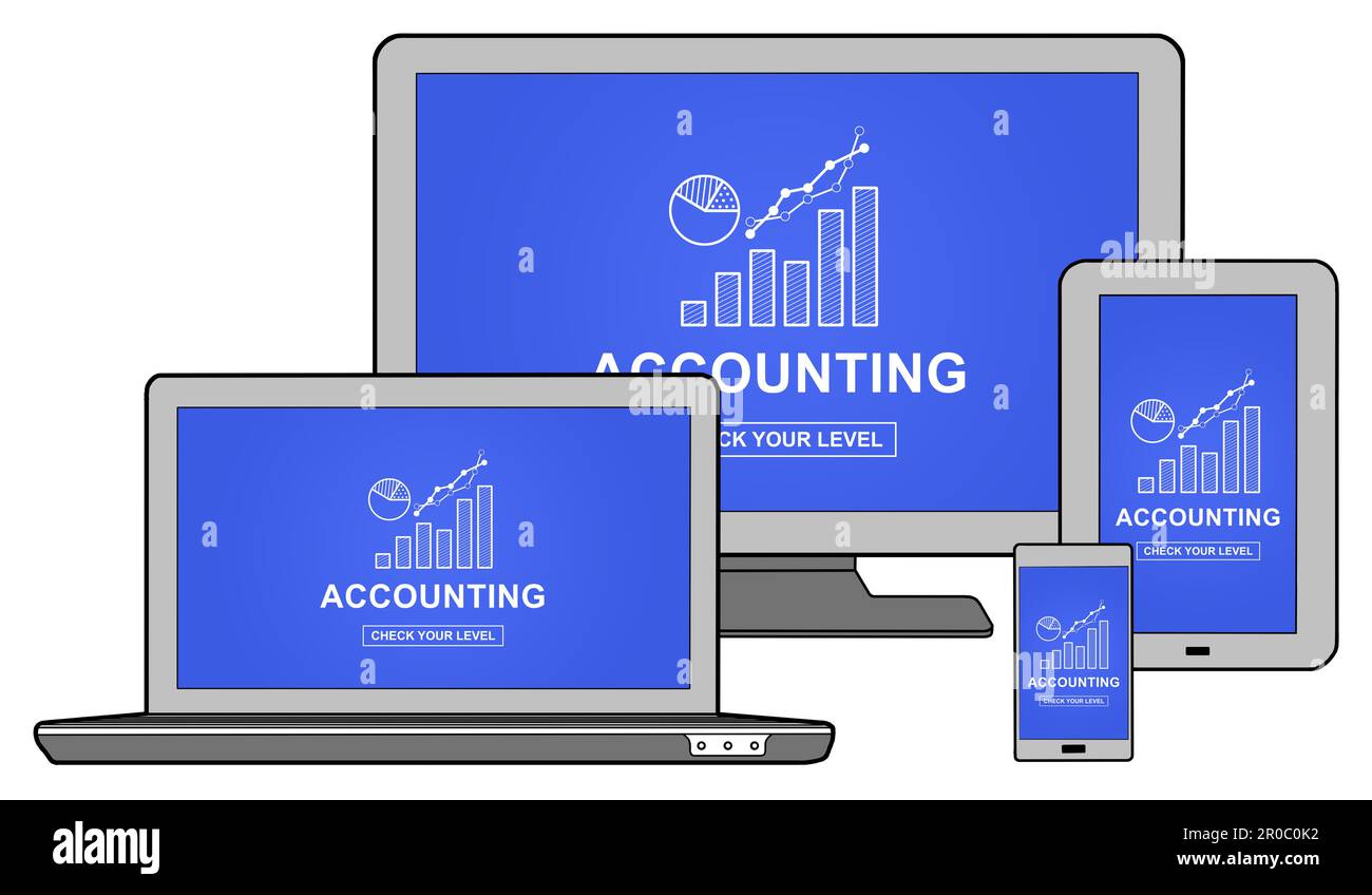 Accounting concept shown on different information technology devices ...