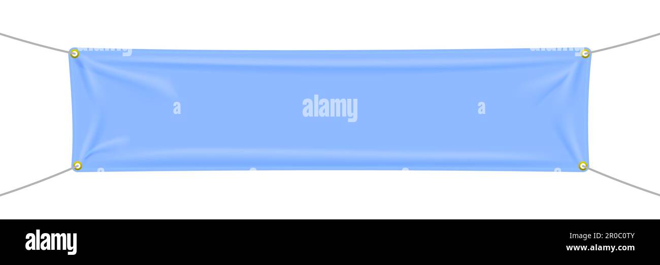 Baby blue fabric banner with folds and transparent shadow isolated on ...