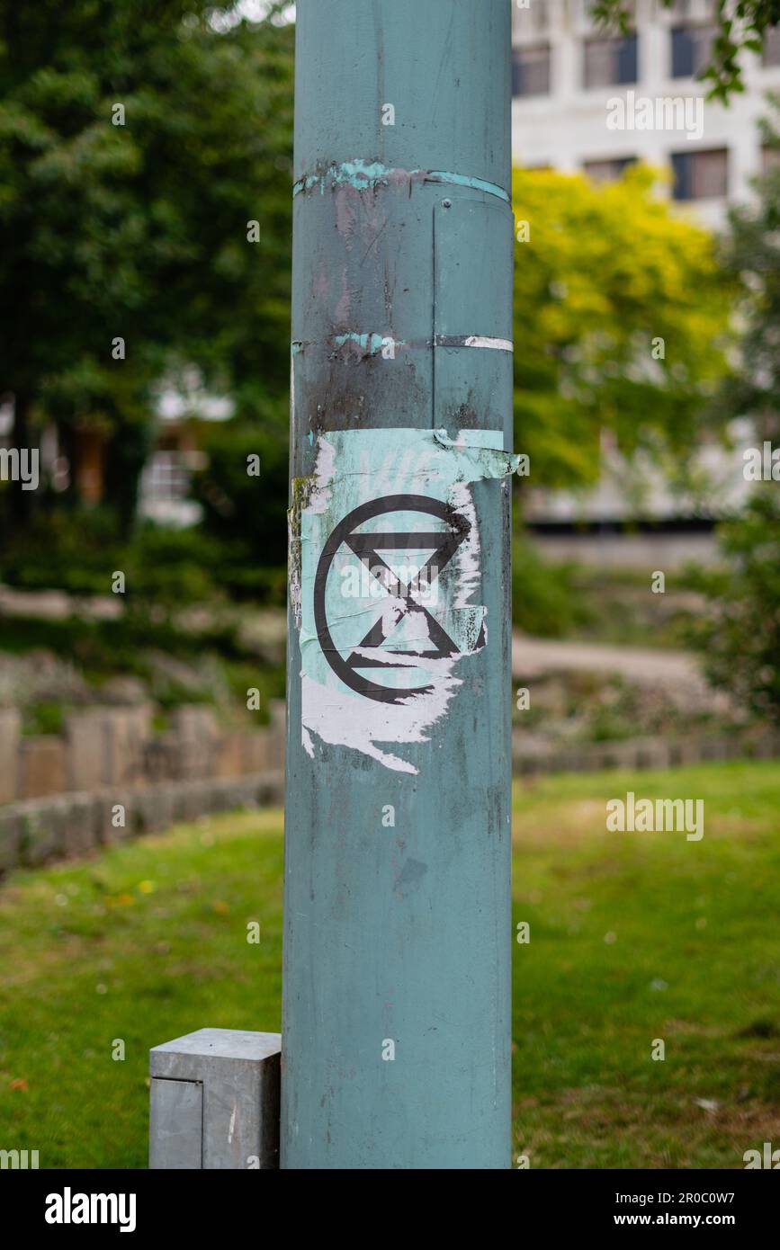 Plymouth, UK - June 26th 2022: Extinction Rebellion logo graffiti ...
