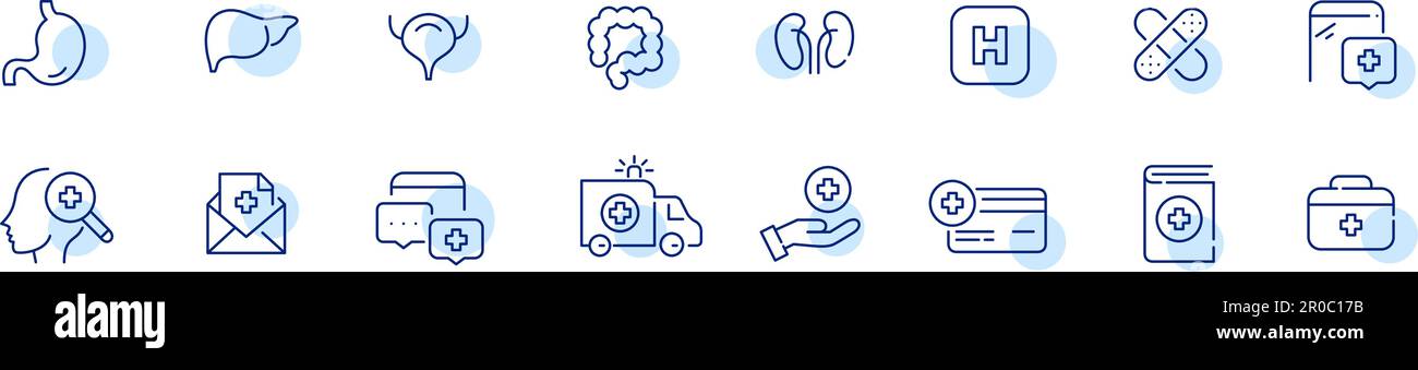 Medical treatment. Internal organs, check up, ambulance and hospital ...