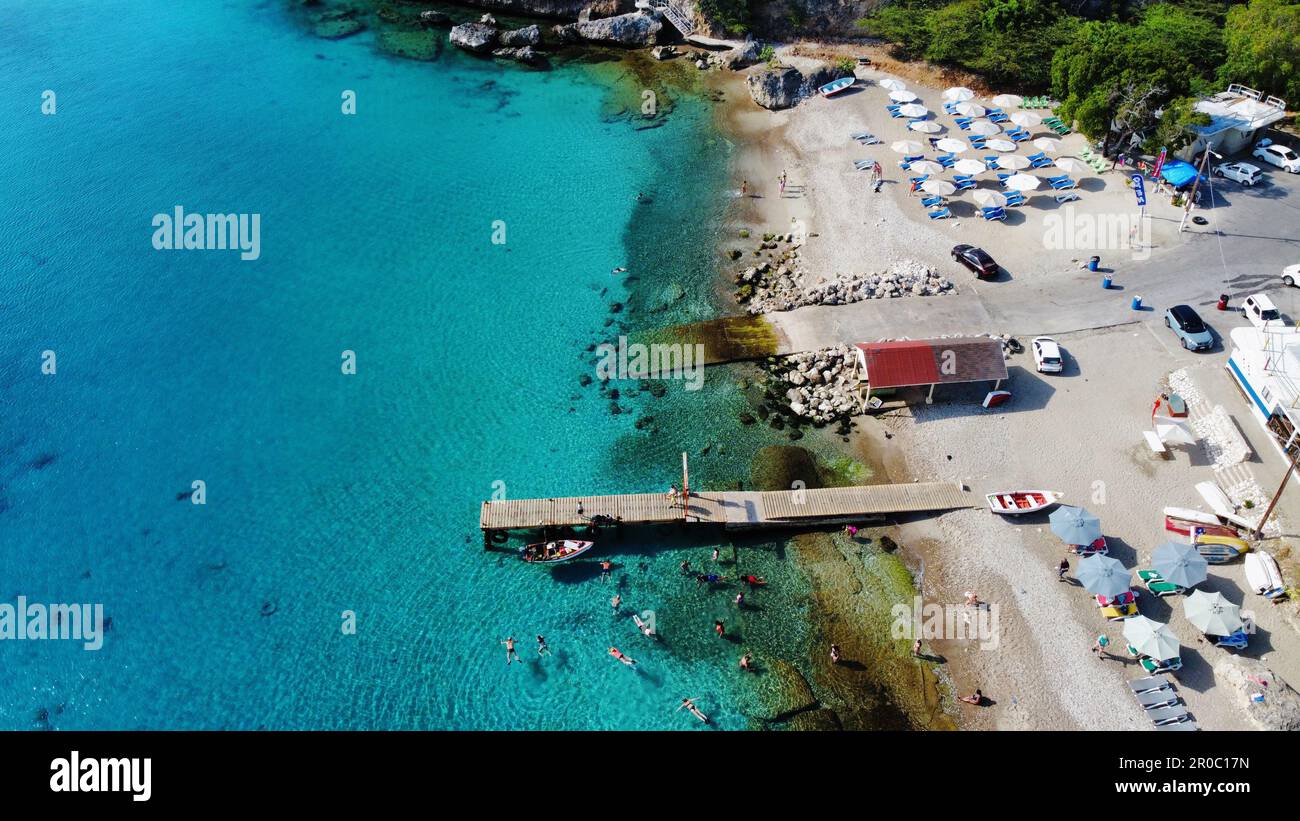 An aerial shot of the Playa Piskado beach in Curacao Stock Photo - Alamy