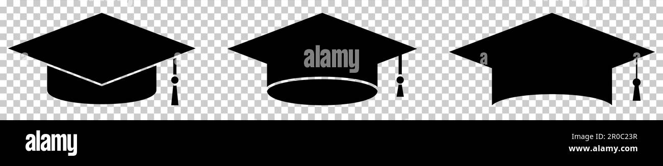Graduation cap icons. Vector illustration isolated on transparent background Stock Vector Image ...