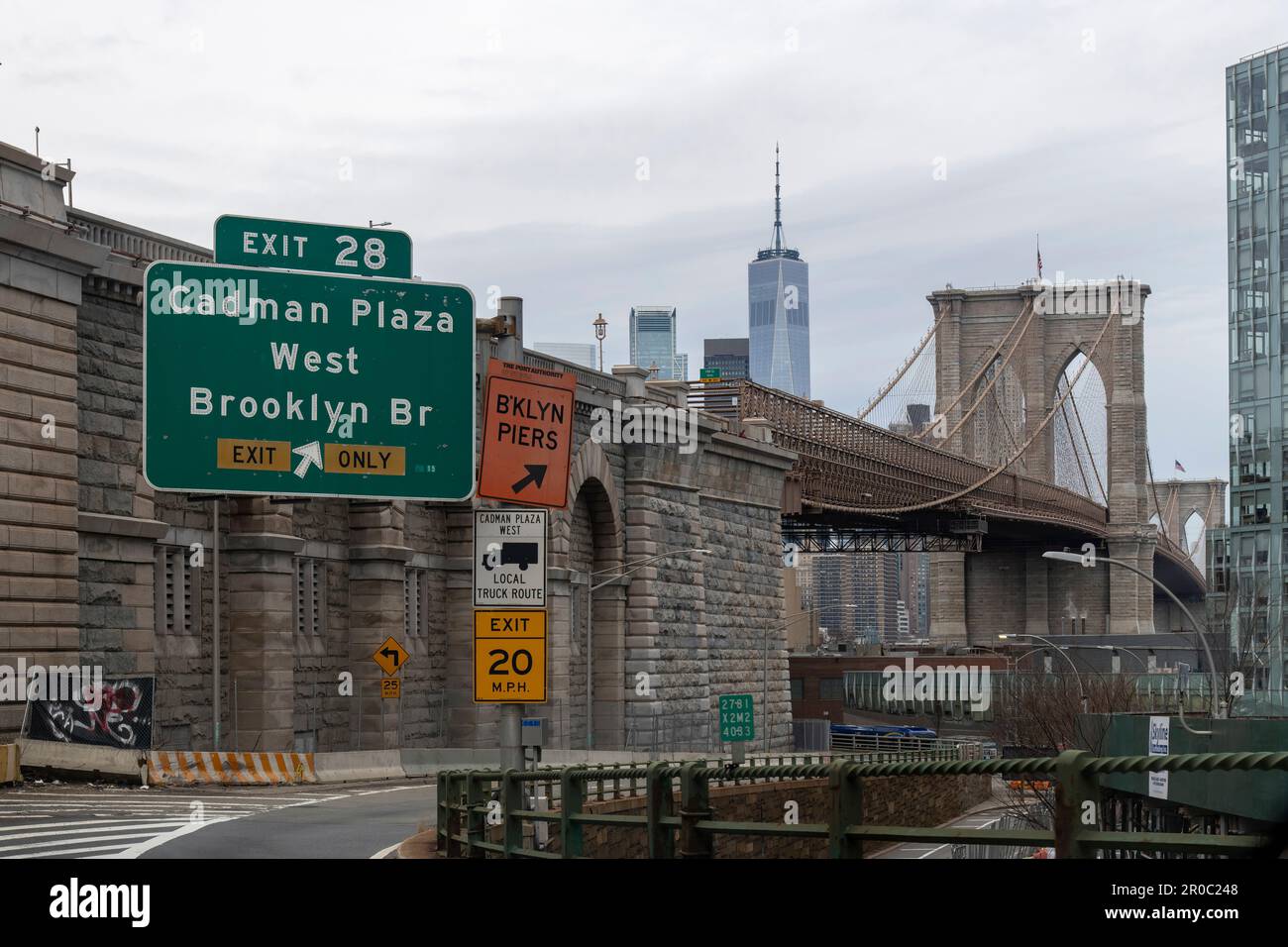 New York City, NY, USA-January 2023; Drivers perspective view of exit ...