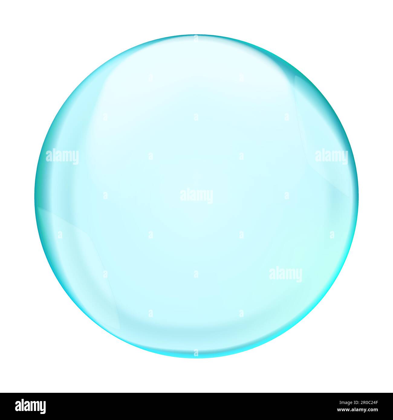 Blue translucent light round bubble or sphere with glares, shadow and ...