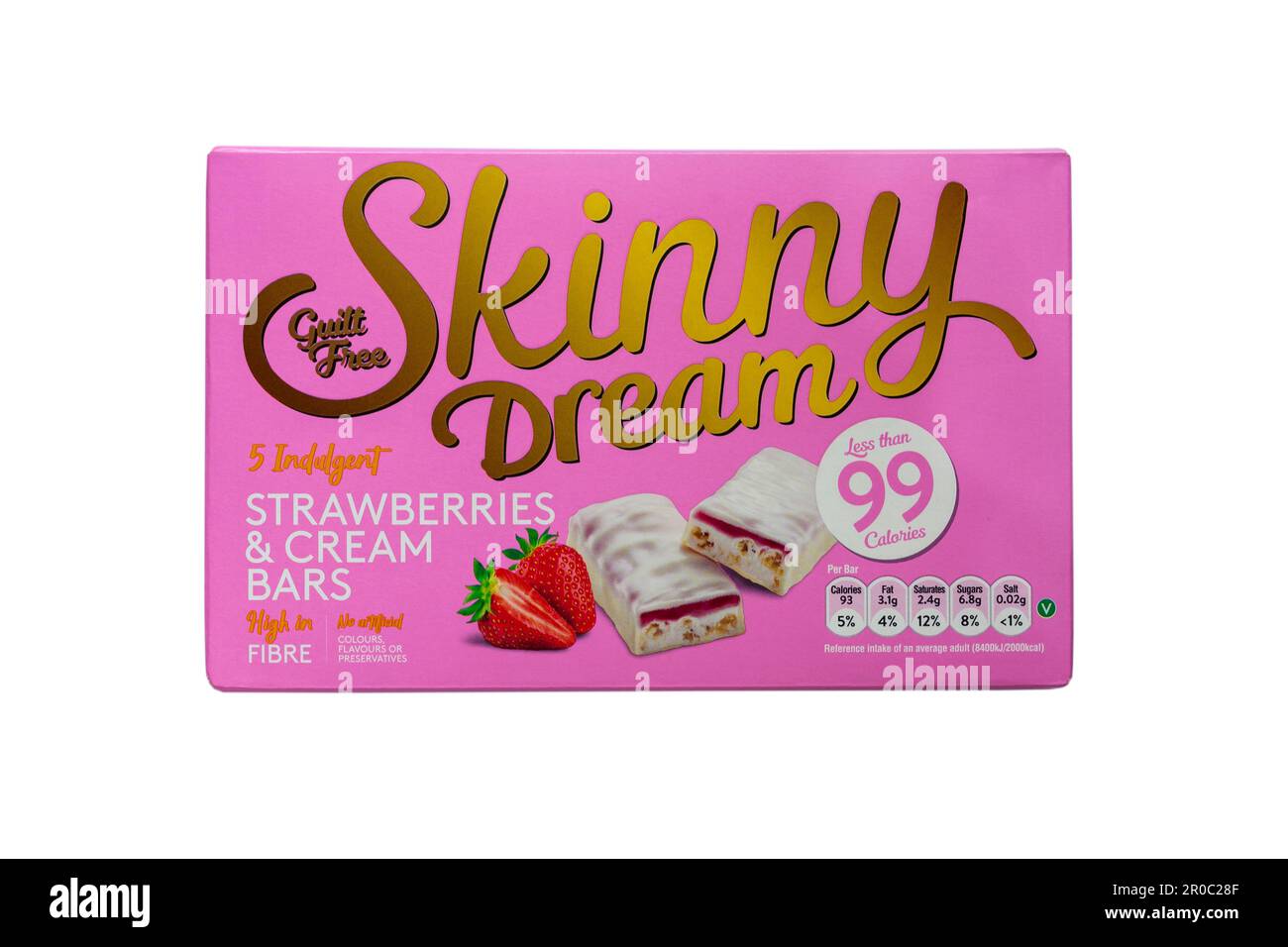 Indulgent strawberry flavoured nougat snack bar hi-res stock ...
