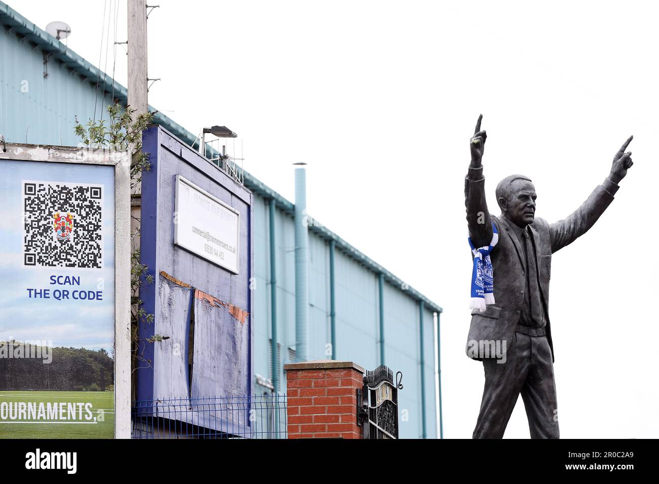 The statue of former Tranmere Rovers manager Johnny King outside the ...