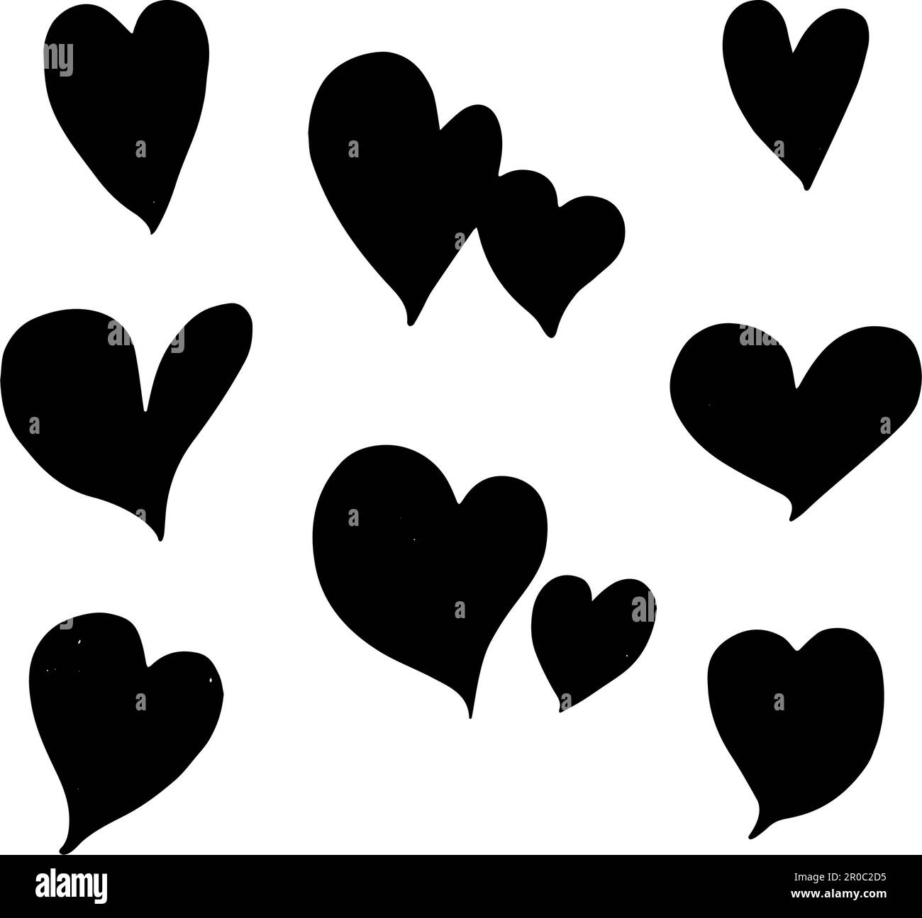 Hand drawn heart set. Love symbol. Vector illustration Stock Vector ...