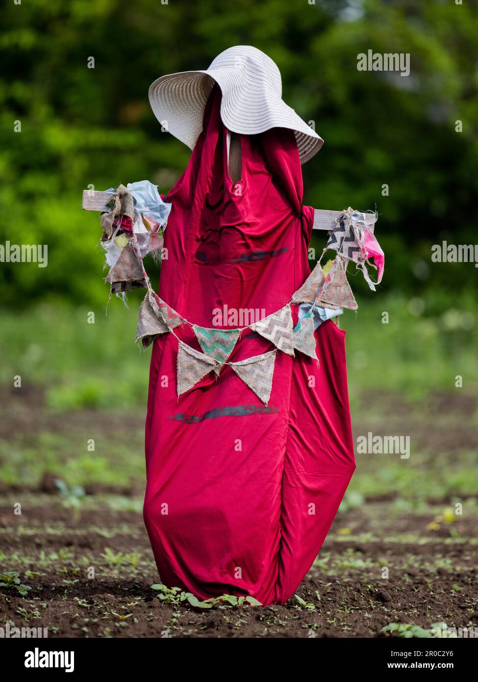 Cologne, Germany. 08th May, 2023. A scarecrow guards a fruit and ...