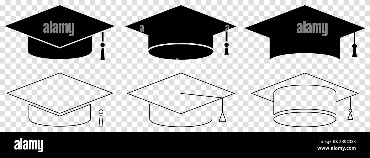 Graduation cap icons set. Vector illustration isolated on transparent background Stock Vector ...
