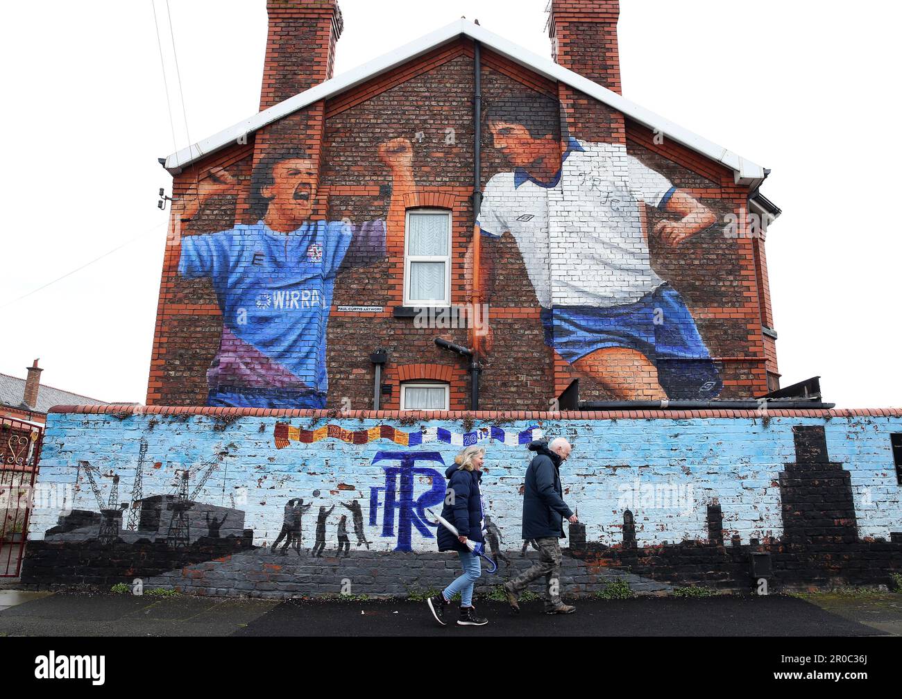 A mural by Paul Curtis featuring former Tranmere Rovers players Ray ...