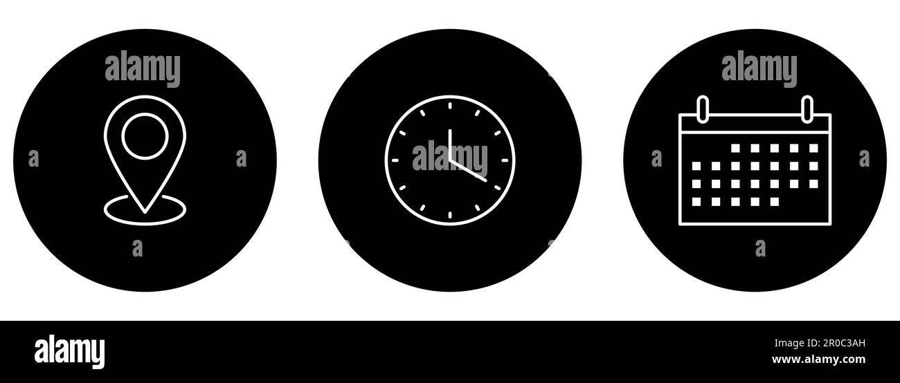 Time, date and address buttons. Vector illustration Stock Vector Image ...