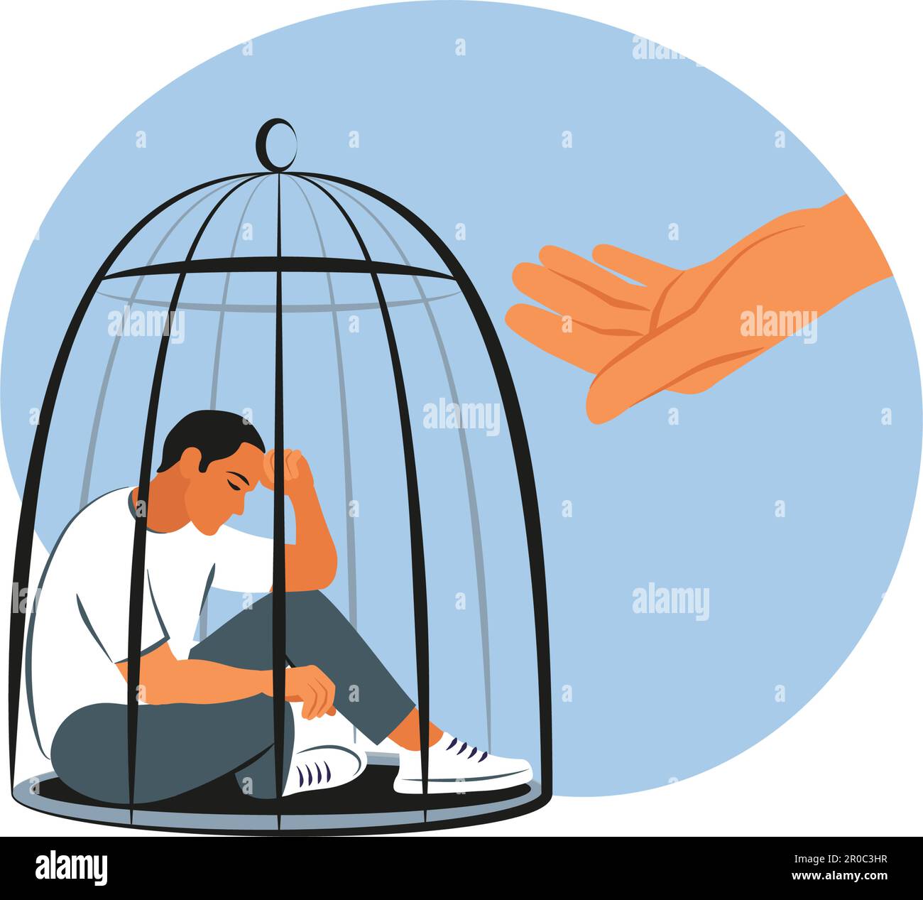 Helping hand to a person with depression, phobia and addiction. Care ...