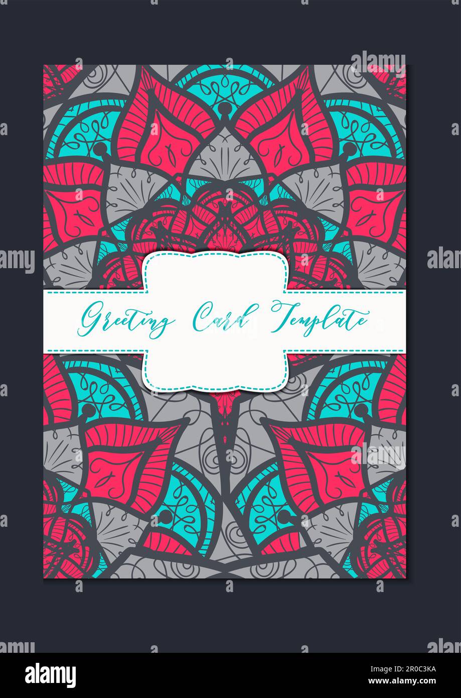 Mandala vintage template card in arabic and indian, islam and ottoman ...