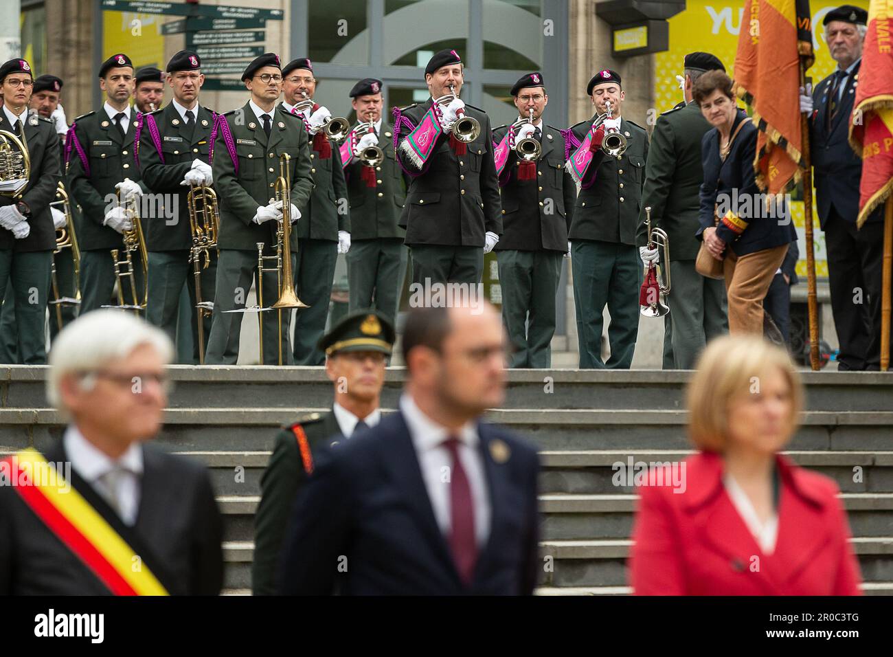 Brussels, Belgium. 08th May, 2023. The Royal Band of the Belgian Guides ...
