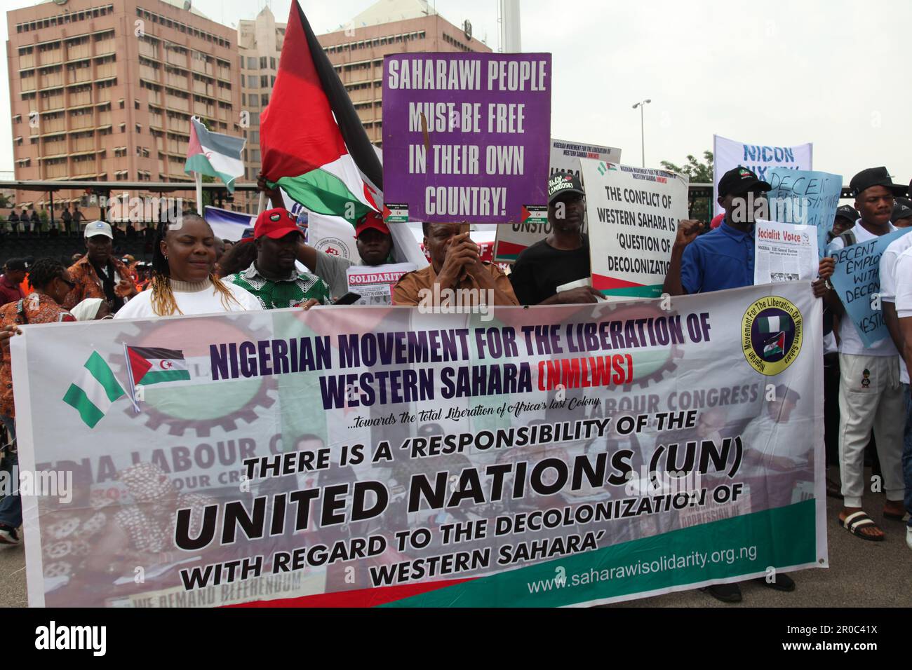 Nigerian workers gather for the International Workers' Day at the eagles square in Abuja. May ...