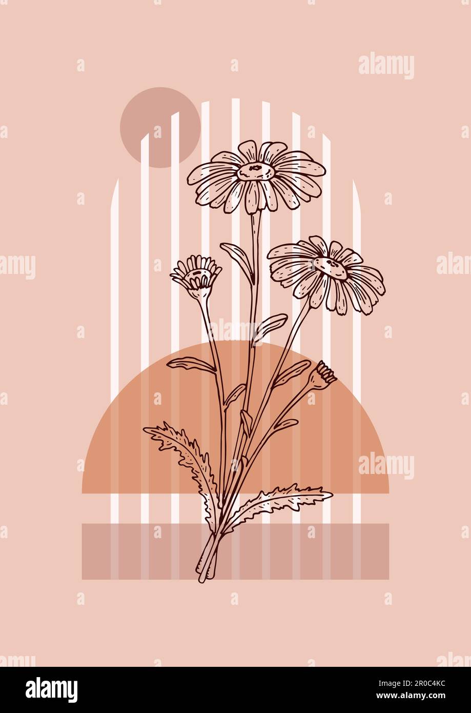 Modern floral aesthetic floral balance poster. Hand drawn vector ...