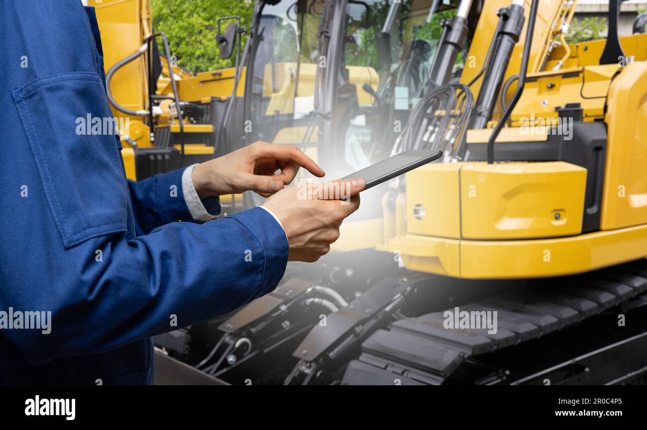 Fleet of yellow construction machines. High quality photo Stock Photo ...