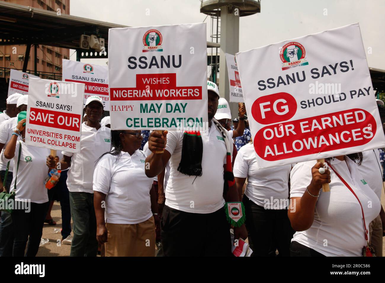 Nigerian workers gather for the International Workers' Day at the ...