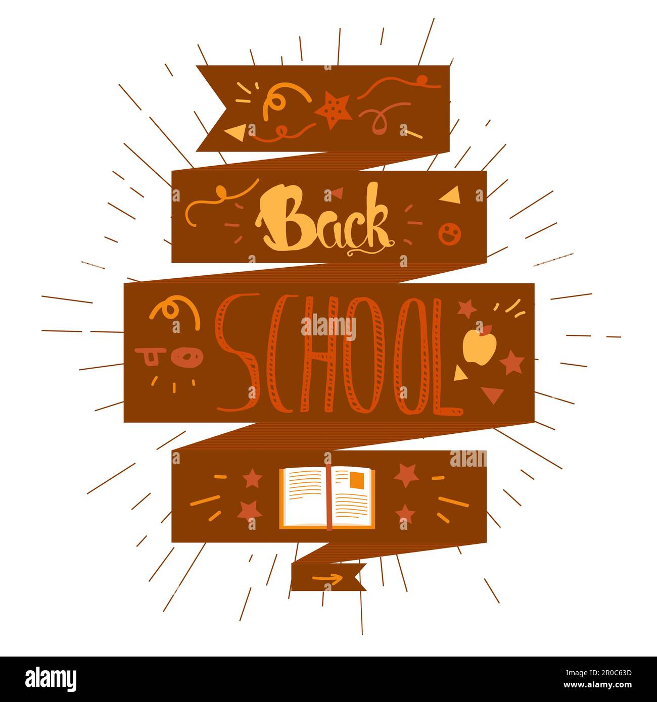 Vintage Back To School Lettering Banner. Knowledge day greeting card ...
