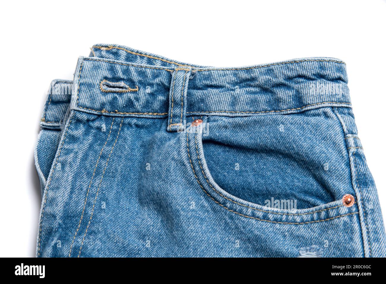 Jeans isolated on white close up, denim pocket on pants isolated Stock ...