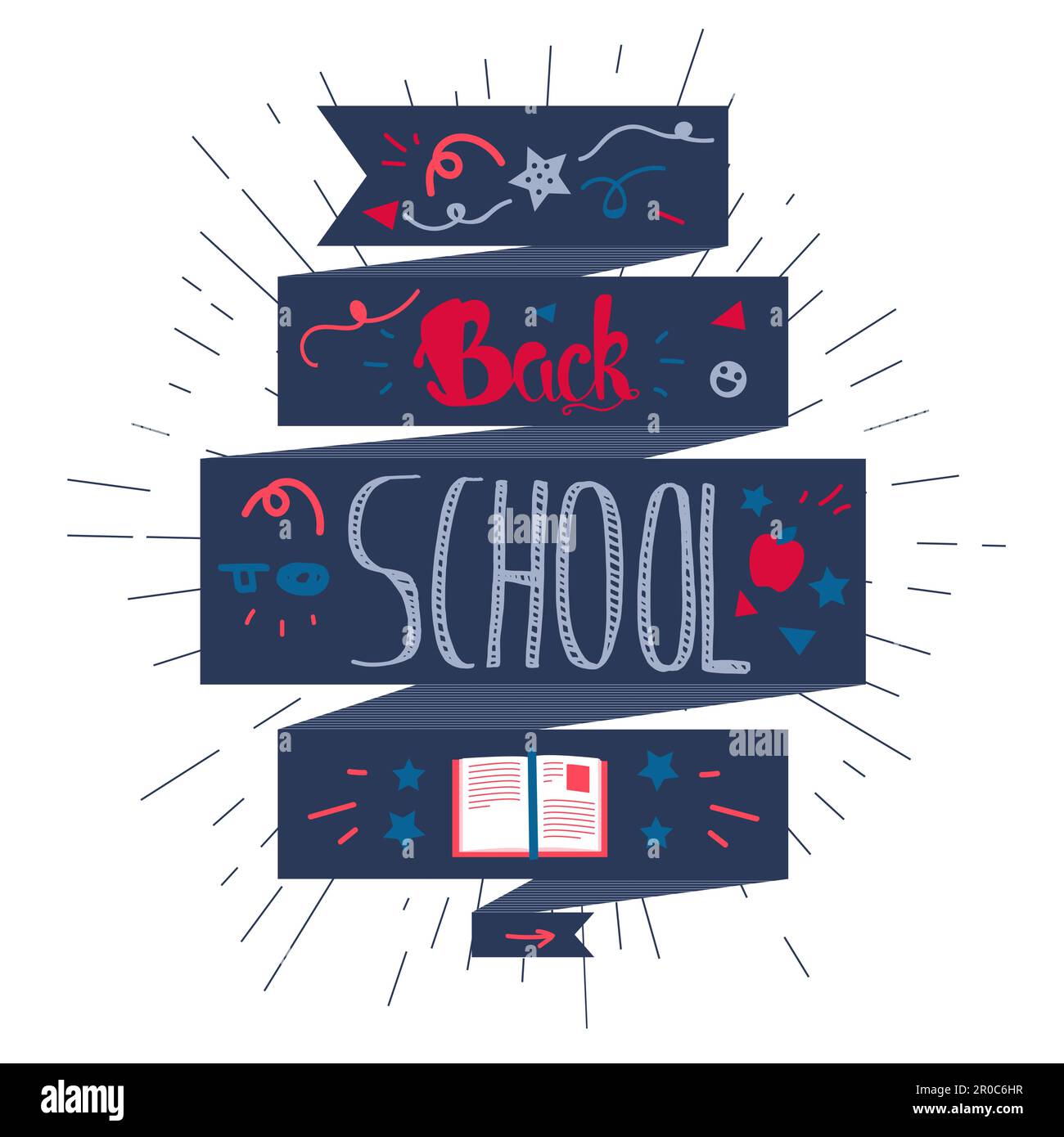 Vintage Back To School Lettering Banner. Knowledge day greeting card ...