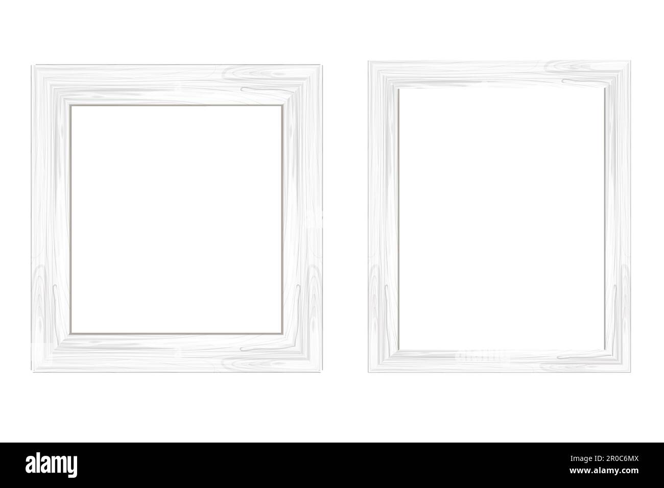 Wooden white frame, textured, detailed border in cartoon style isolated ...