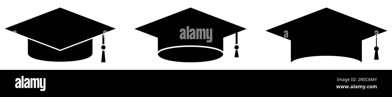 Academic graduation hat icons. Vector illustration isolated on white ...