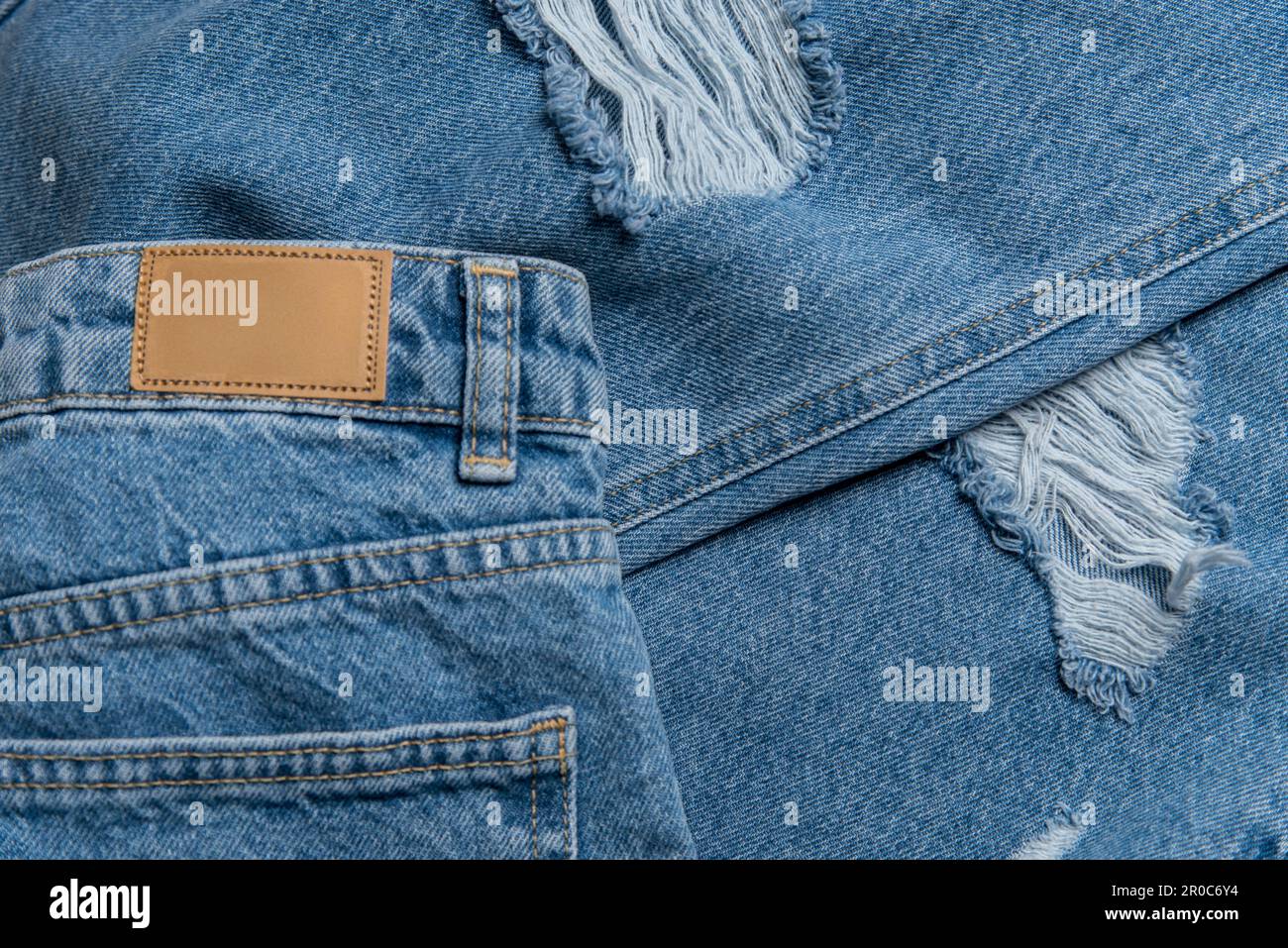 Jeans clothing, denim jean pant, fabric jeans texture Stock Photo - Alamy