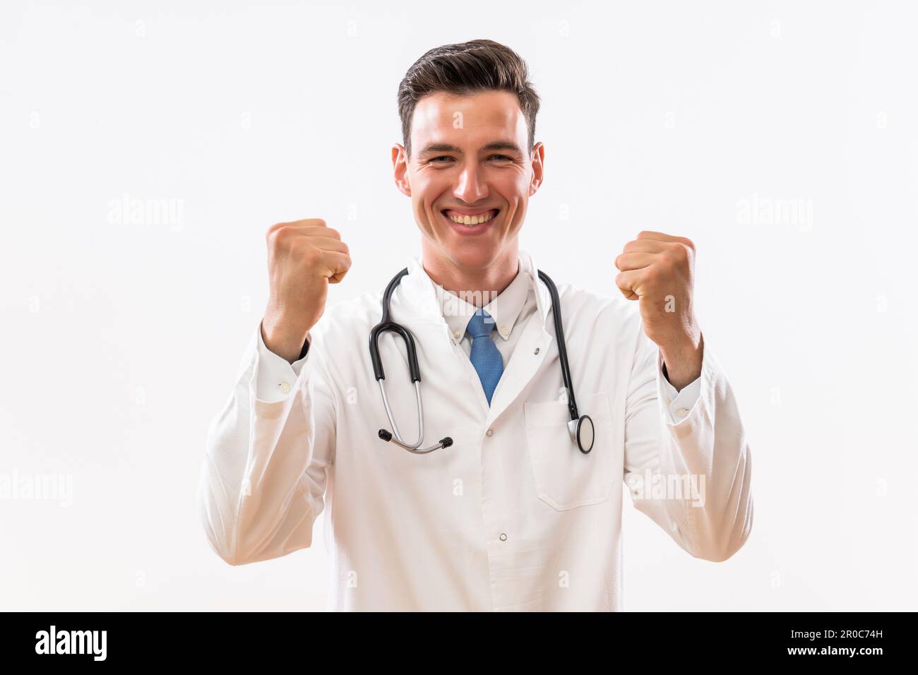 Portrait of happy excited doctor smiling Stock Photo - Alamy
