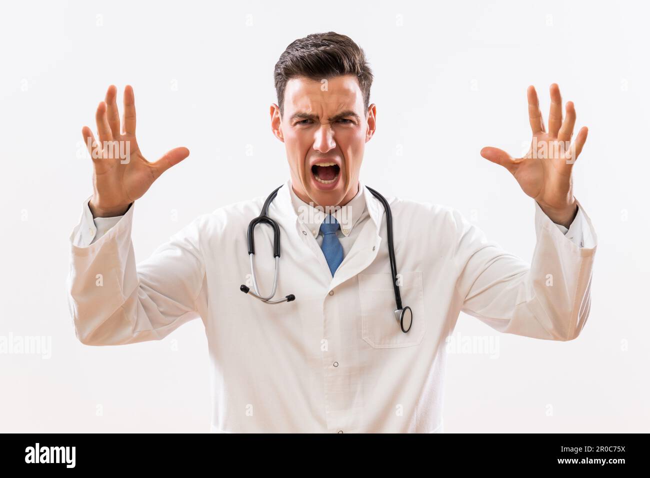 Image of angry doctor shouting Stock Photo - Alamy