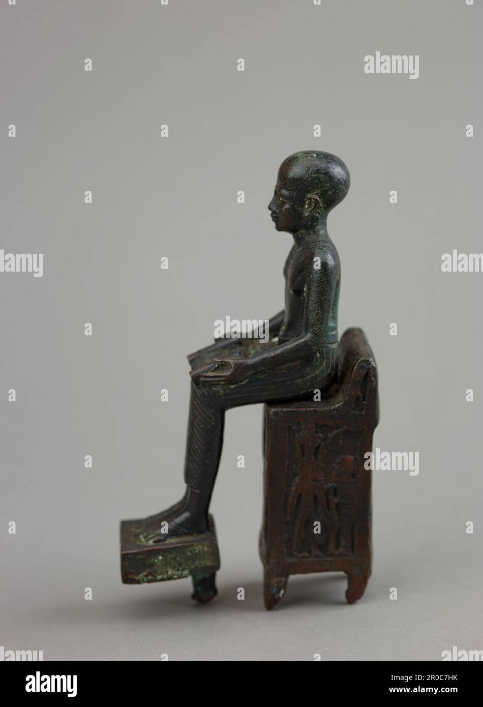 Imhotep Figurine, Late Period.. Seated figure of Imhotep with scroll on ...