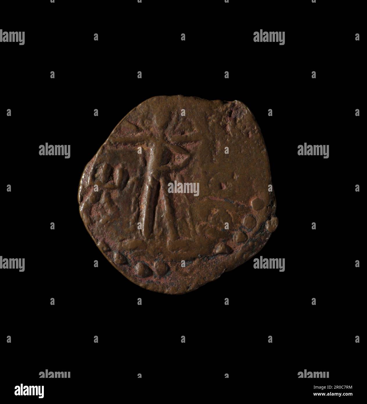 Obverse view. Coin of Huvishka of Kushan, India, 2nd Century Stock ...