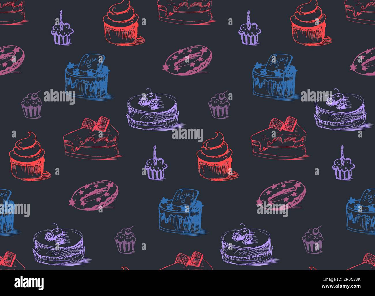 Tasty Cakes Seamless Pattern. Cream Food Background. Bakery sticker and ...