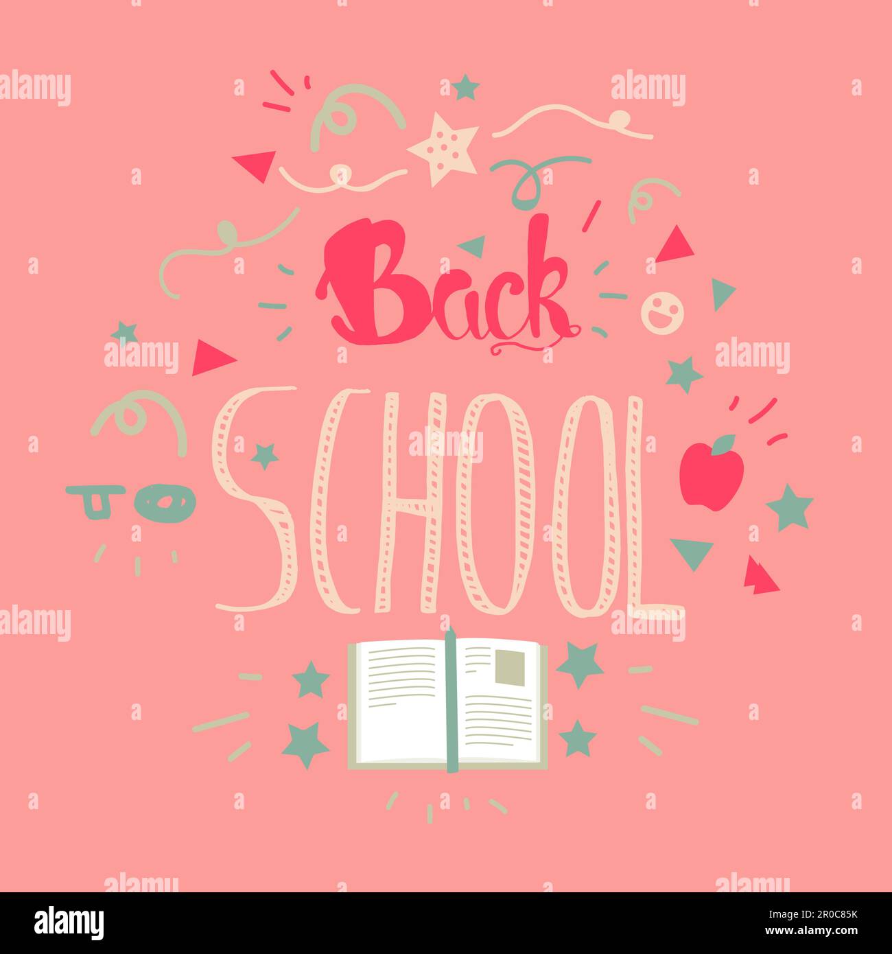 Vintage Back To School Lettering Banner. Knowledge day greeting card ...