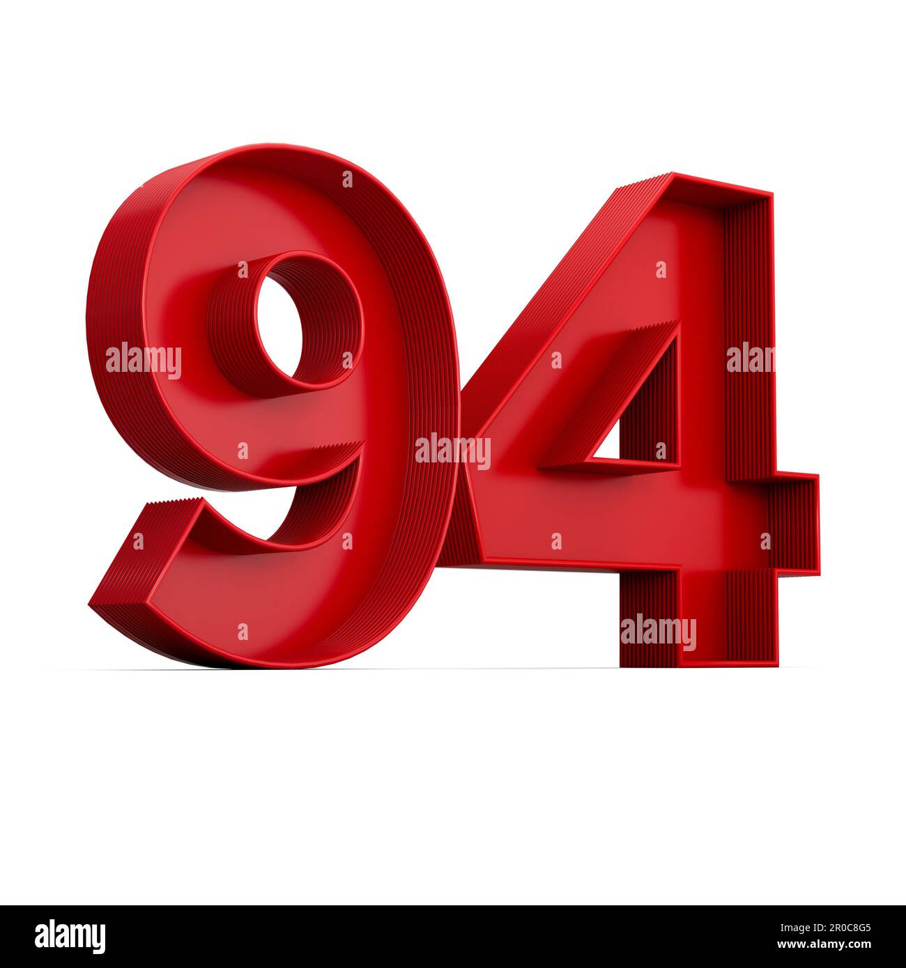 A bright red number 94 isolated on white background Stock Photo - Alamy