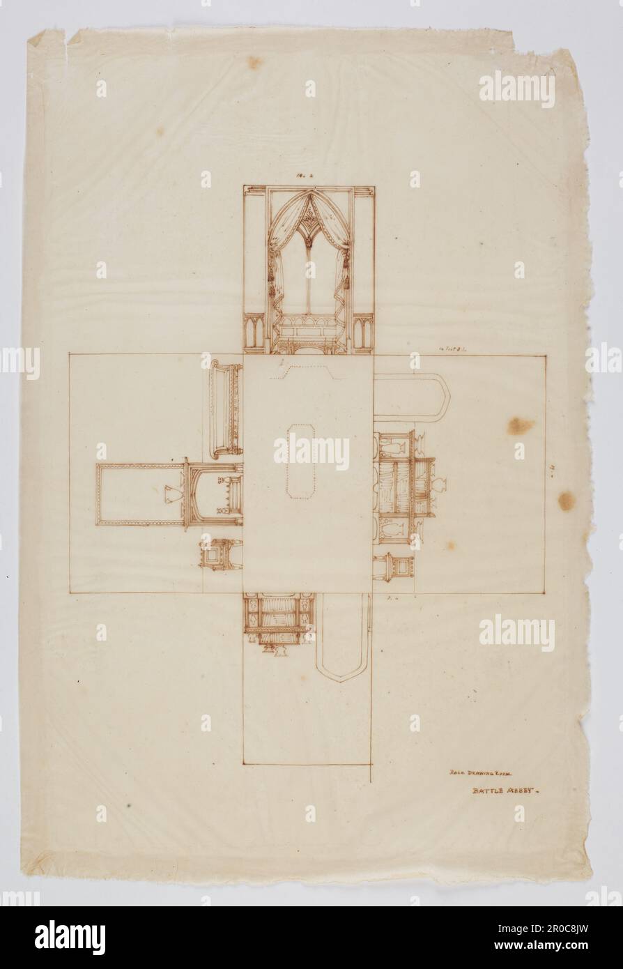 Wilkinson Tracing, Design for the Back Drawing Room at Battle Abbey ...