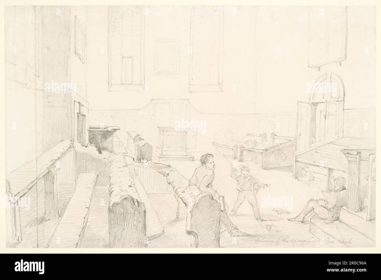 Interior Of The Old Room at The Free School, Birmingham, 1820. By ...