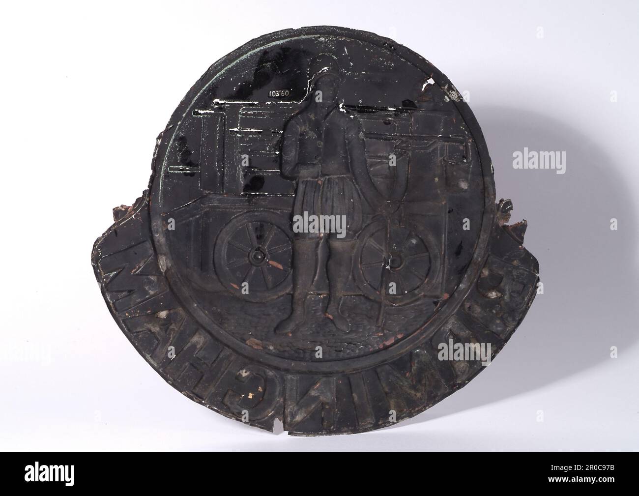 Reverse of Fire Mark, 1805-1830.. Metal fire insurance mark or plaque ...