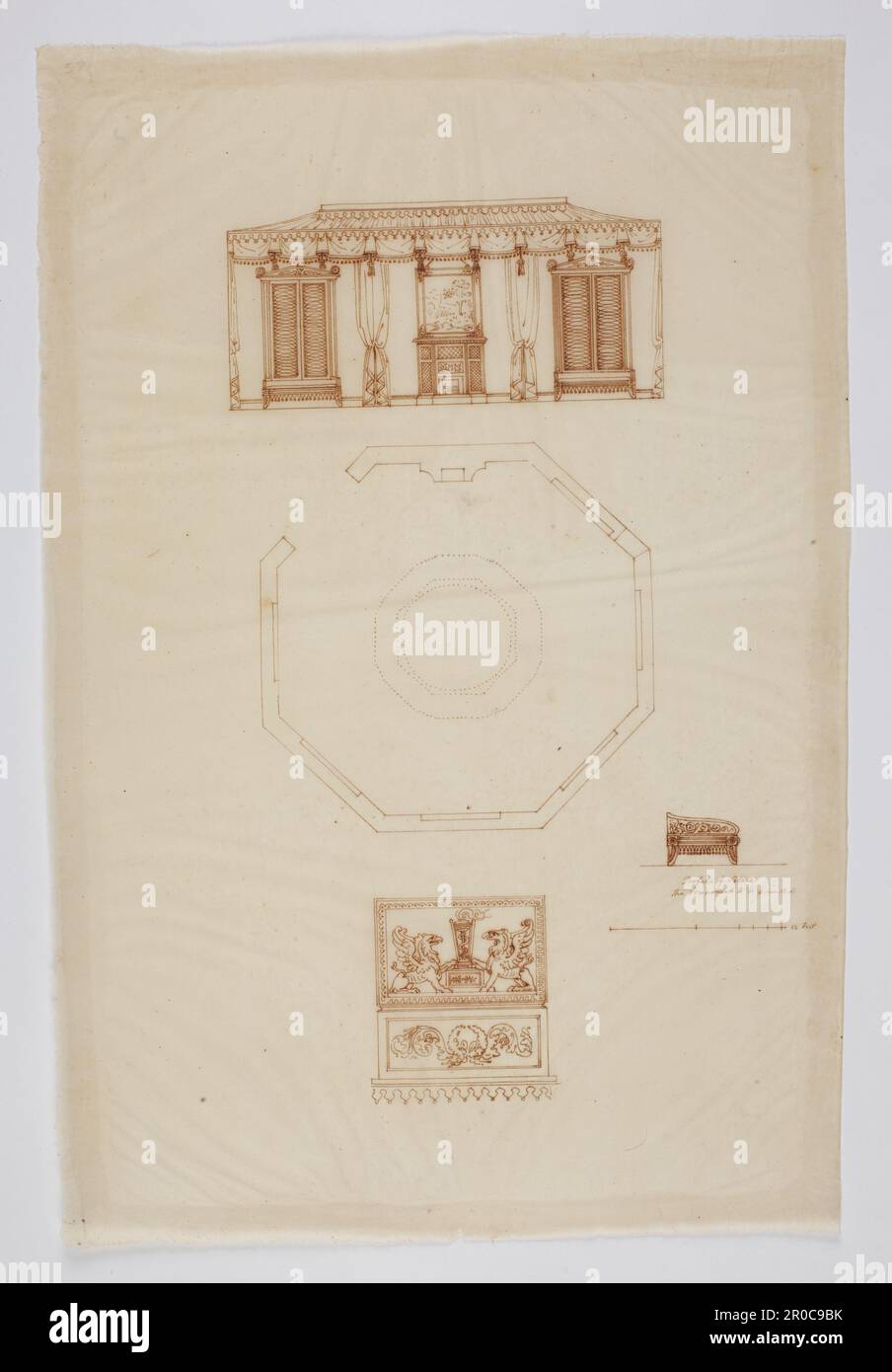 Wilkinson Tracing, Design for an octagonal room with a floor plan and ...