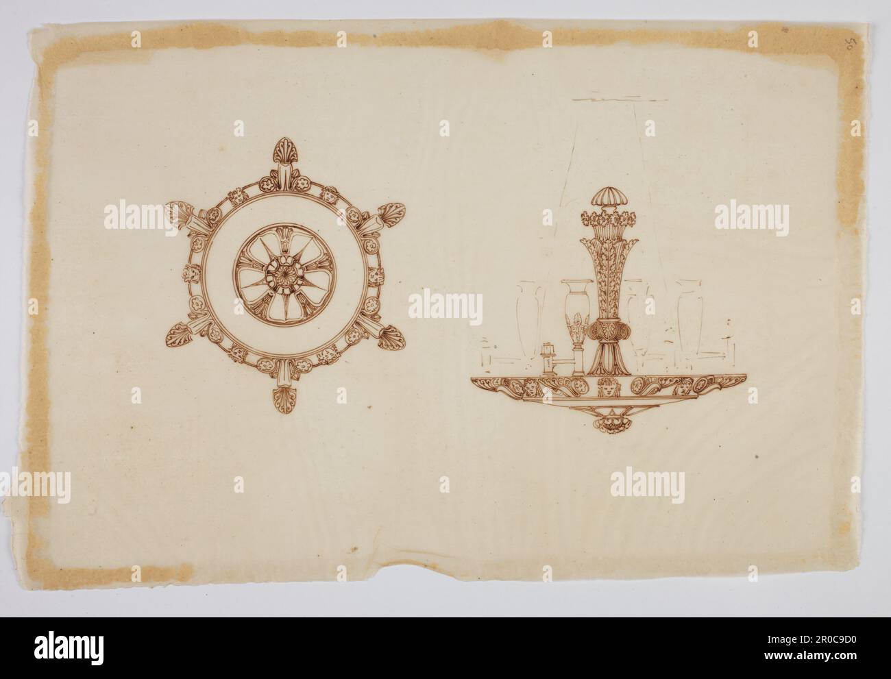 Wilkinson Tracing, Design for a chandelier, 1820. Ink on tracing paper ...